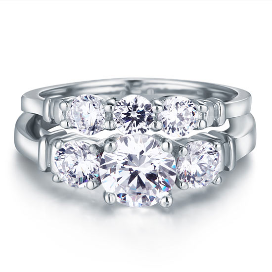 Created Diamond 2-Pc Solid Sterling 925 Silver Ring Set XFR8066 – my ...